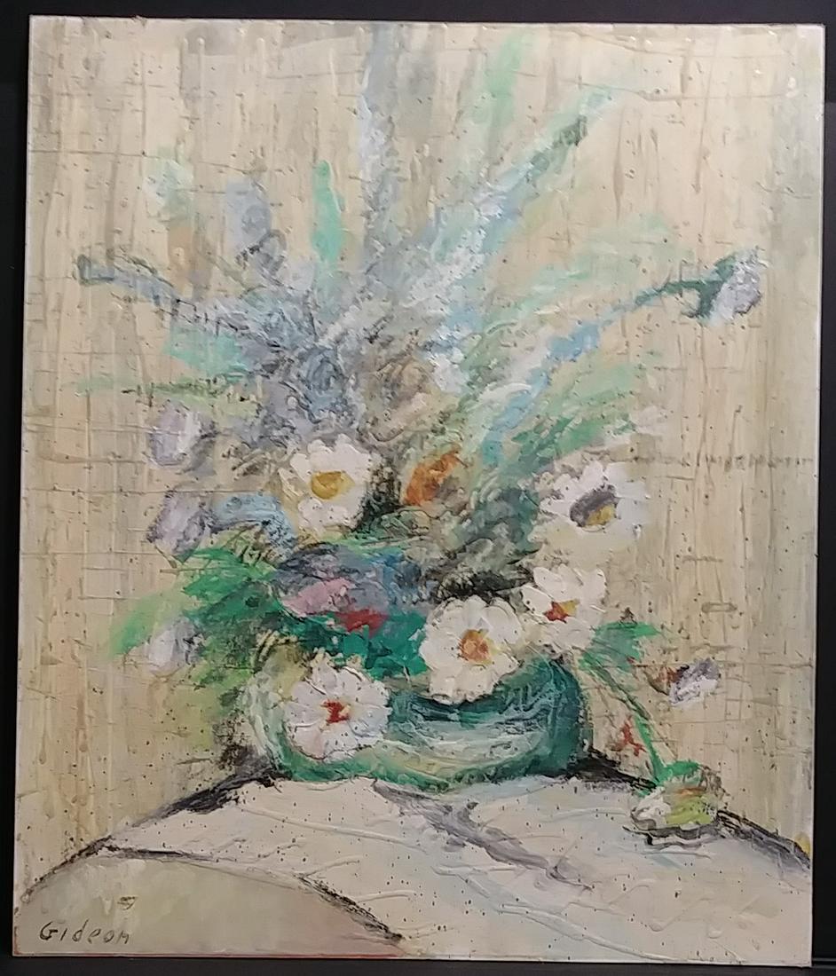 Elmo Gideon Mid Century Oil On Board Floral Scenes