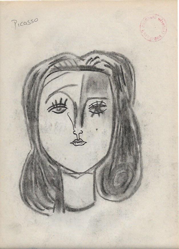 Pablo Picasso Charcoal Drawing On Paper After (artist) Auction