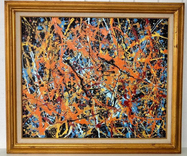Jackson Pollock Abstract Painting On Canvas After (artist) Auction