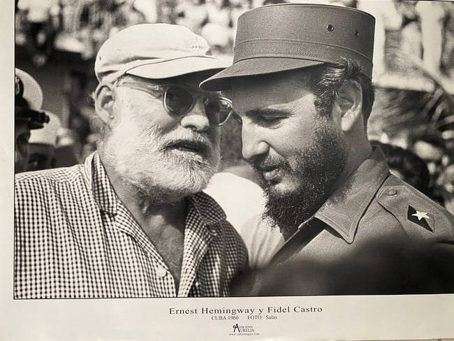 Fidel Castro & Ernest Hemingway, Habana Cuba 1960. Print. Auction