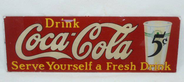 Original Coca Cola Reverse Painted Display Sign