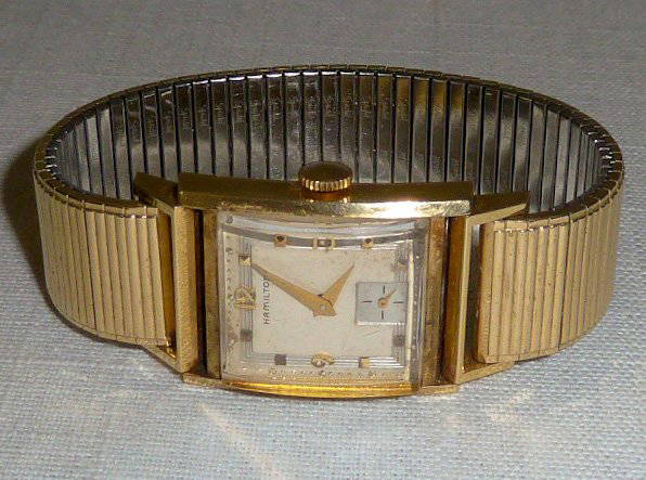 14kt Gold Hamilton Men's Wrist Watch Curve Face
