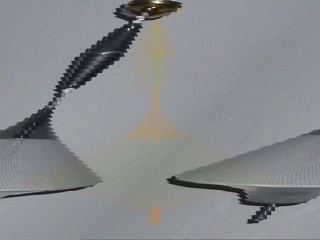 Mcm Flying Saucer 20" Hanging Retractable 3 Bulb Pendant Light Auction