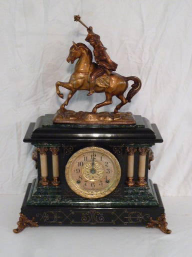 Seth Thomas Amatine Finish Shelf Clock W/rider Top