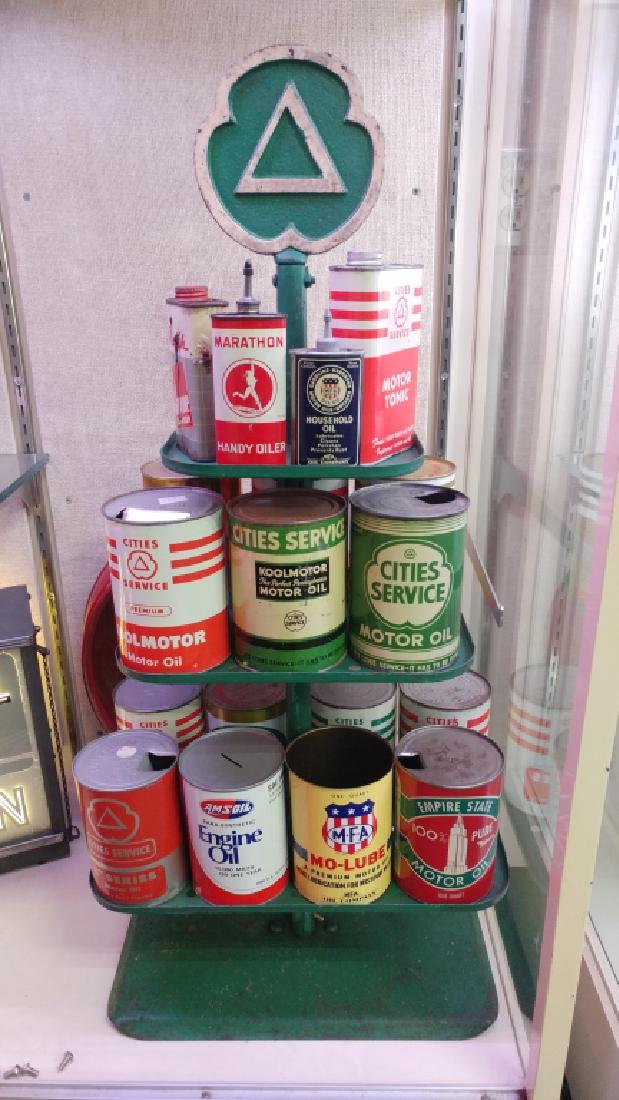 Vintage Display with Oil Cans