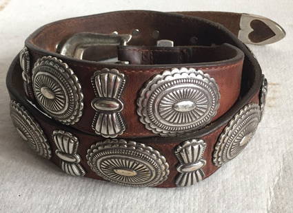 Native American Leather Silver Concho Belt