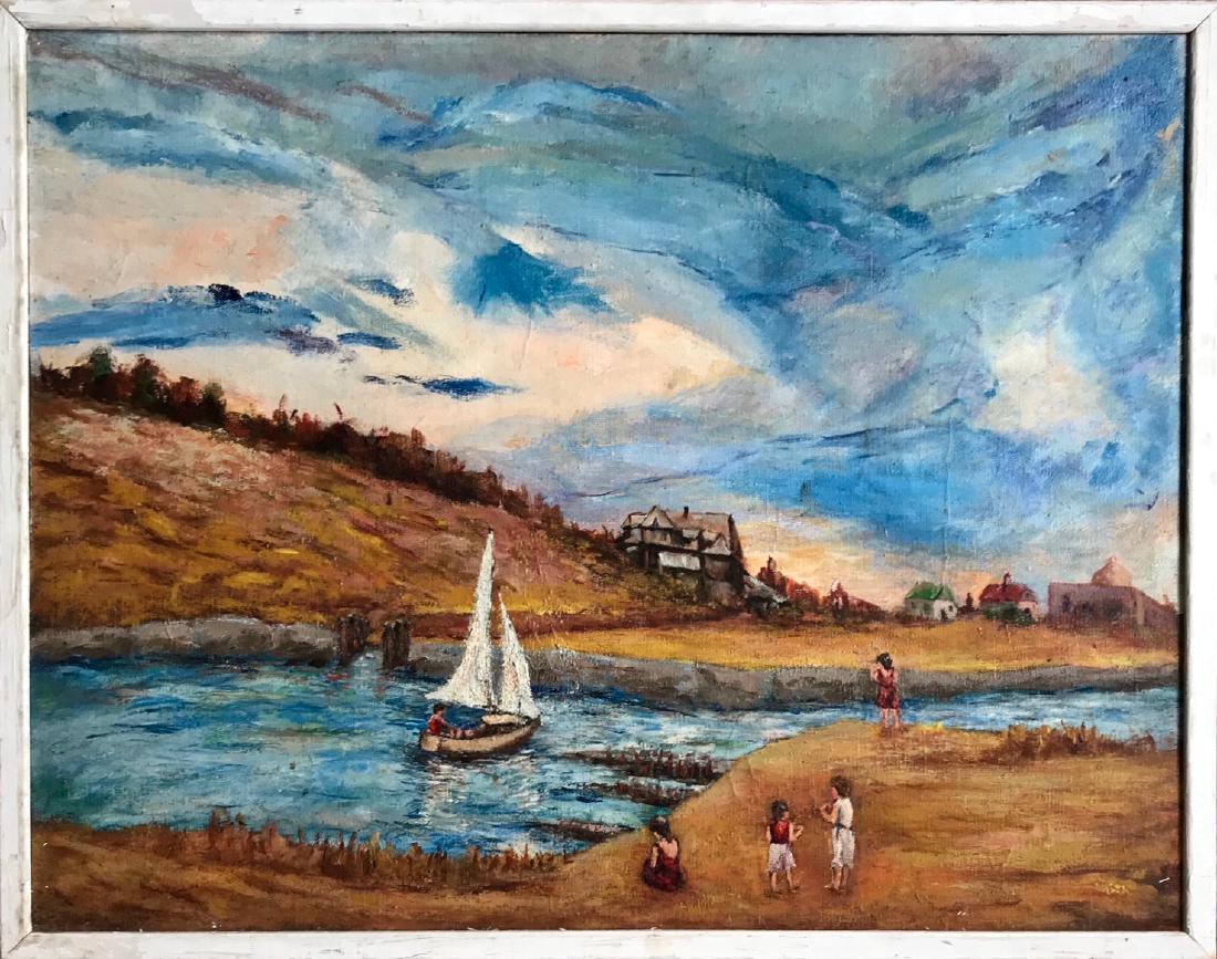 River Landscape Oil Painting, Frederick Massa