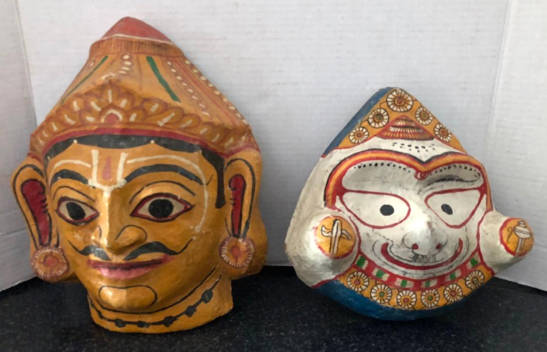 Indian Deity Paper Mache Masks Demon & Lord Jagannath