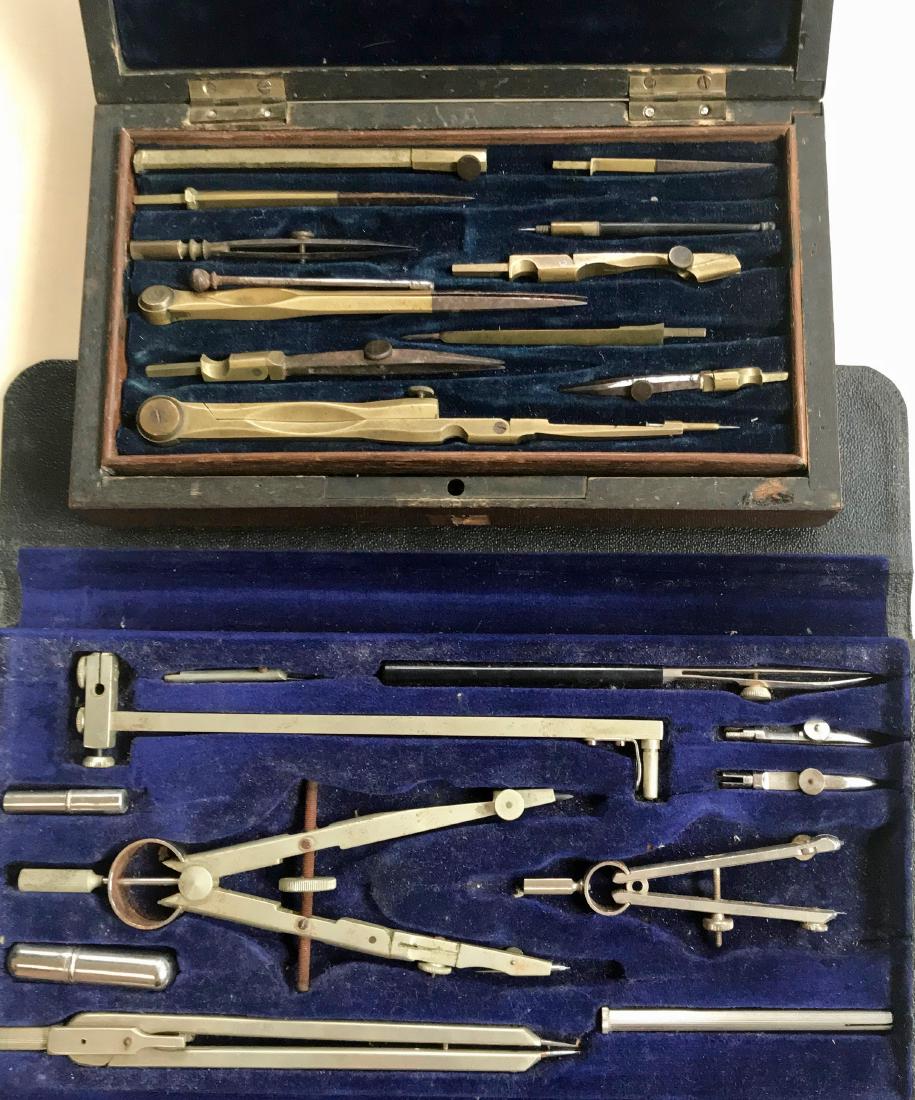 Antique Architectural Drafting Boxed Tool Sets (2)