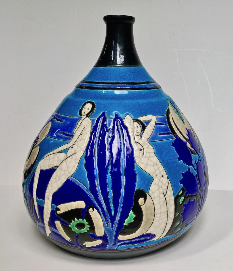Atelier Primavera Longwy BAIGNEUSES Art Deco Vase 1930s