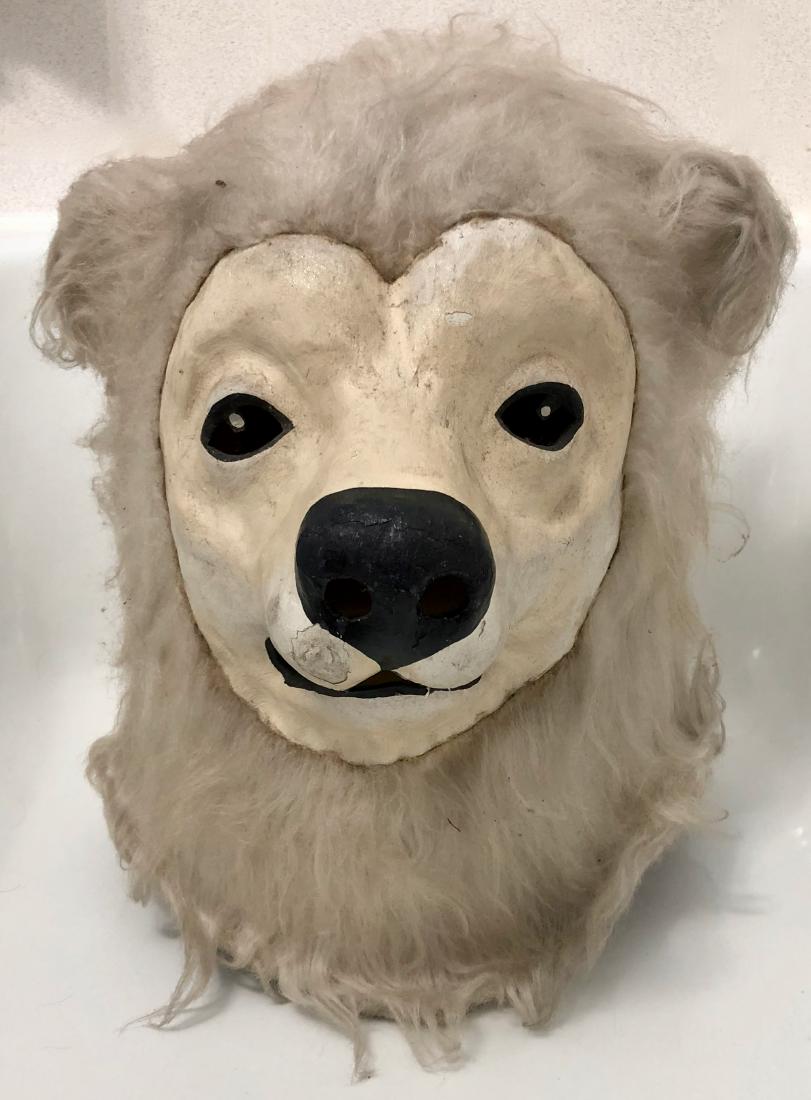 Antique Paper Mache Head Mask White Bear