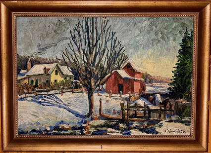 German Village Landscape Oil Painting, R.schneider 1938