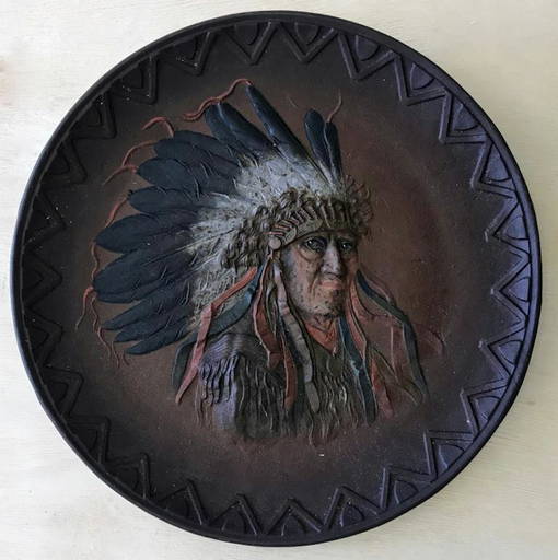 Bronze Native American Indian Chief Wall Plaque