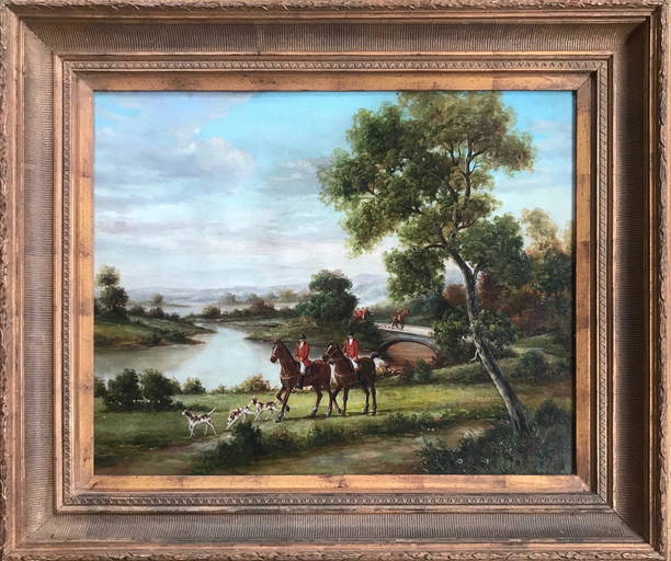 M.p. Elliott English Fox Hunt Oil Painting