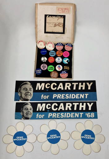 Political Buttons & G. Mccarthy Campaign Banners,1960s