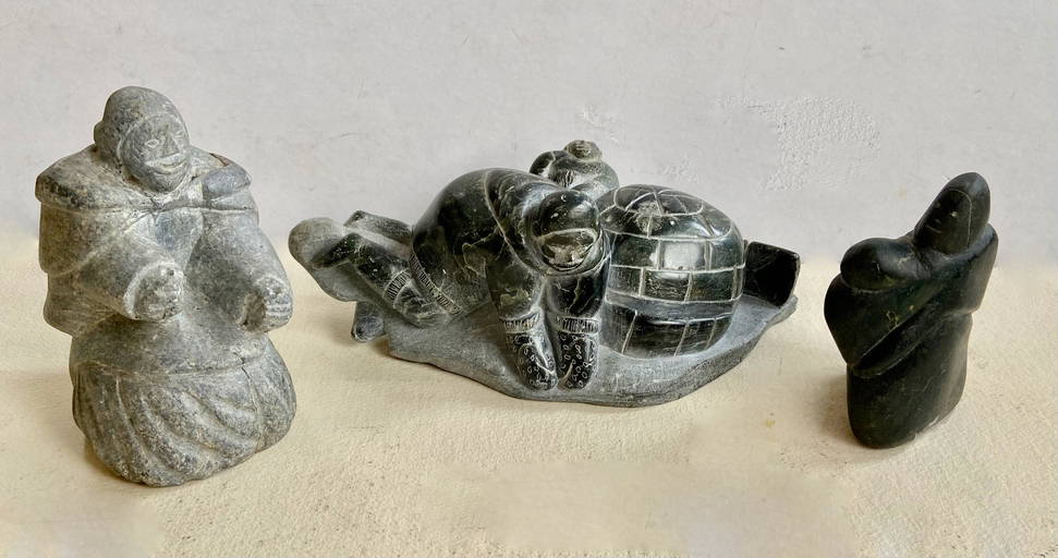 Collection Of Inuit Stone Carvings, Signed (3)