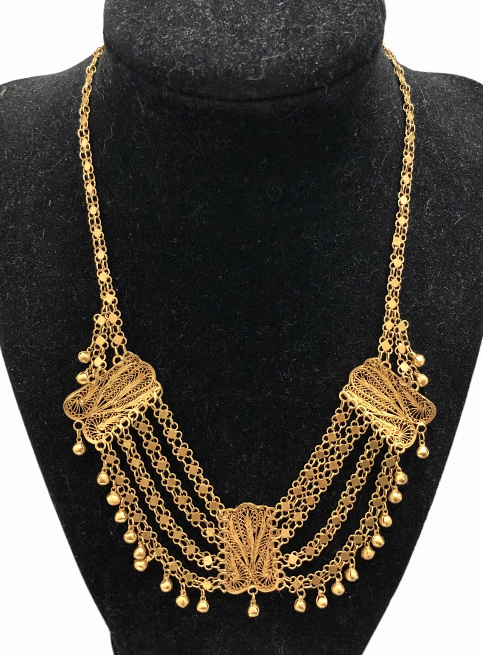 Estate Middle Eastern 22k Yellow Gold Handmade Swag Necklace - Dec 12 ...