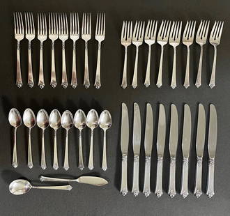 Royal Crest Sterling Silver Castle Rose Flatware Set