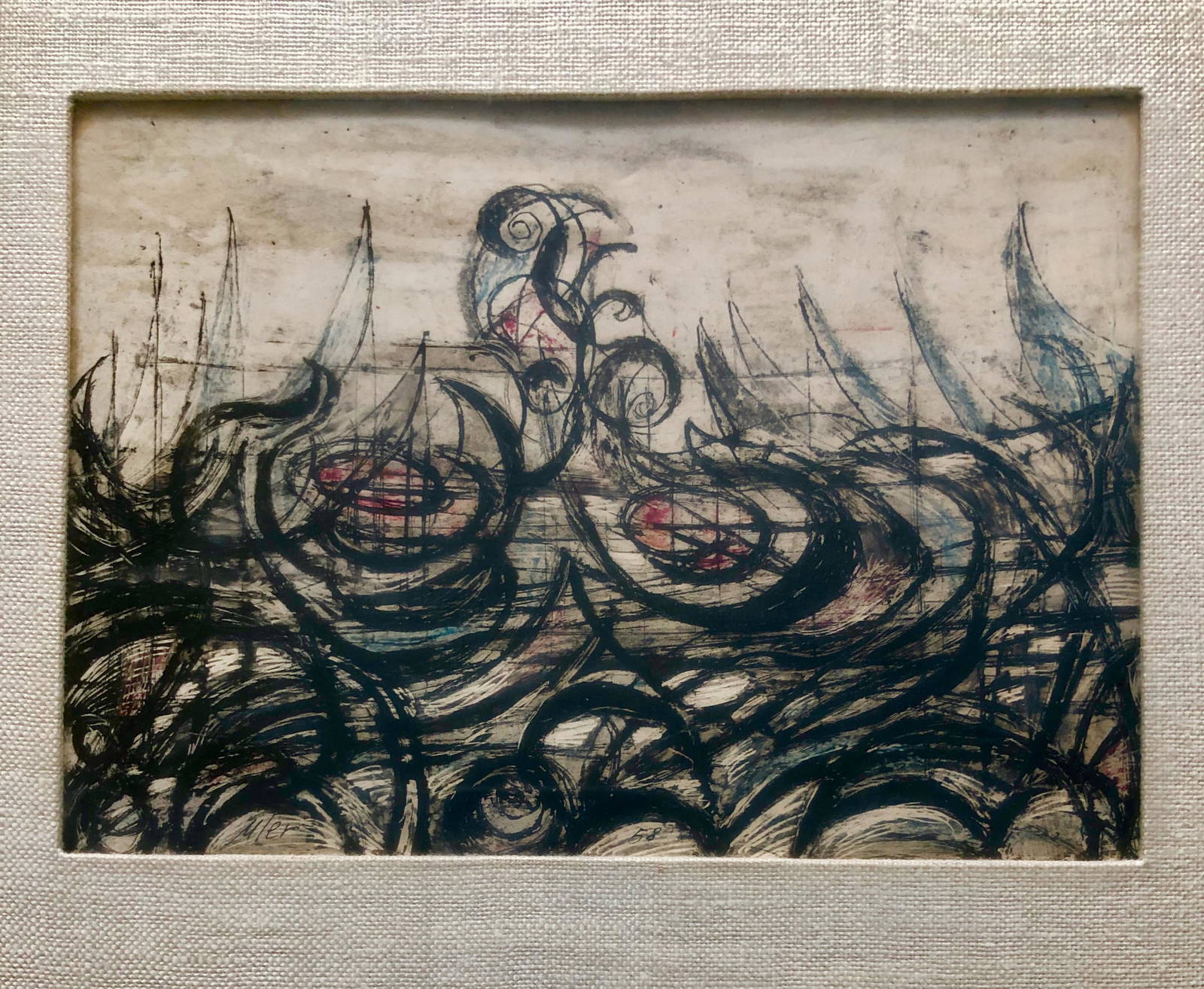 Robert E. Muller (american, B. 1925) Abstract Painting, N.y. 1950s Auction