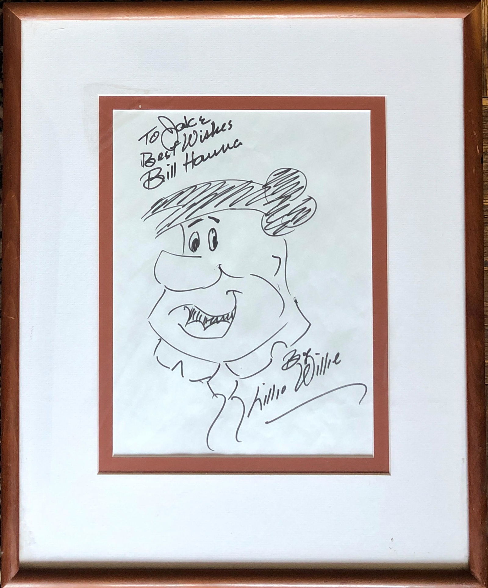 Bill Hanna Original Fred Flintstone Drawing, Signed And Inscribed Auction
