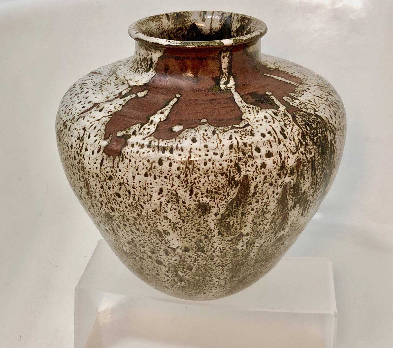 Mid-century Modern Glazed Studio Pottery Bulbous Vase, Mccall Auction