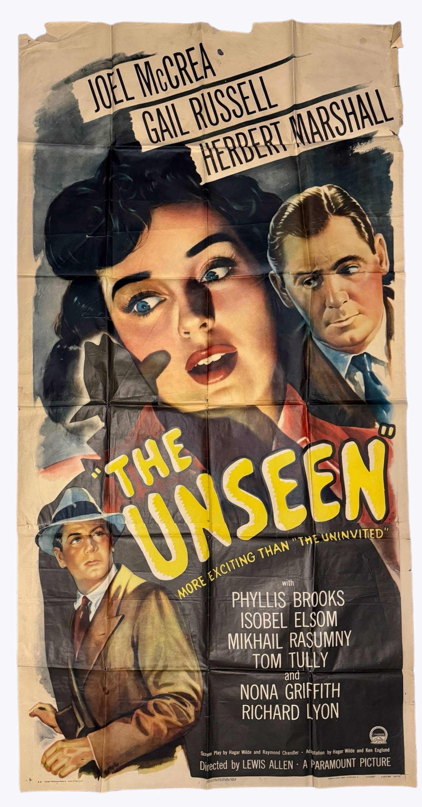 The Unseen Original Theatrical Three-sheet Movie Poster, 1945 U.s. Auction