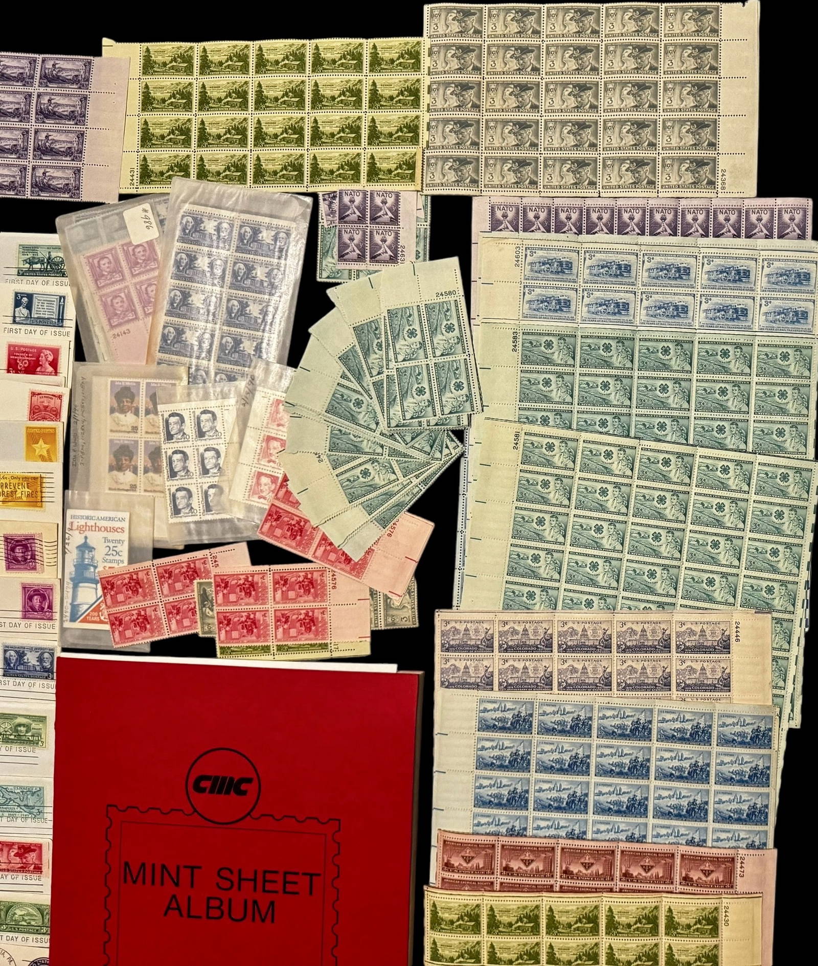 American Stamp Collection Of Unsorted Mint Sheets, Plate Blocks And ...
