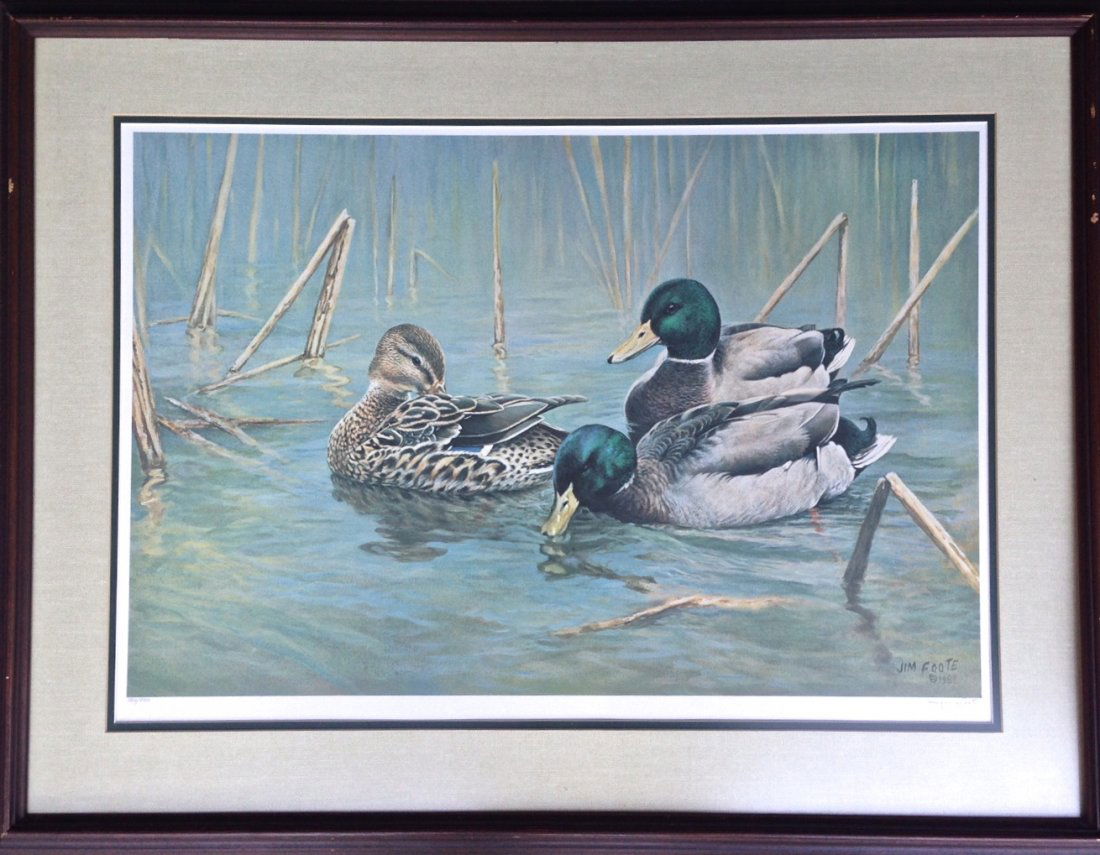 Jim Foote, Wildlife Lithograph "wood Ducks"