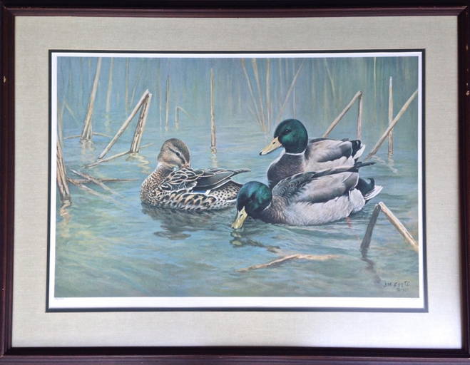 Jim Foote, Wildlife Lithograph "wood Ducks"