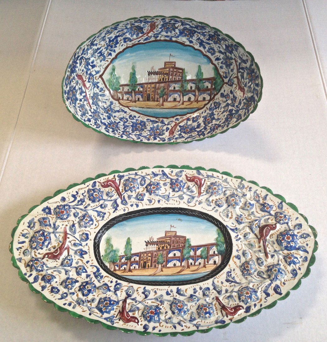 Two Persian Islamic Polychrome Enamel Bowls