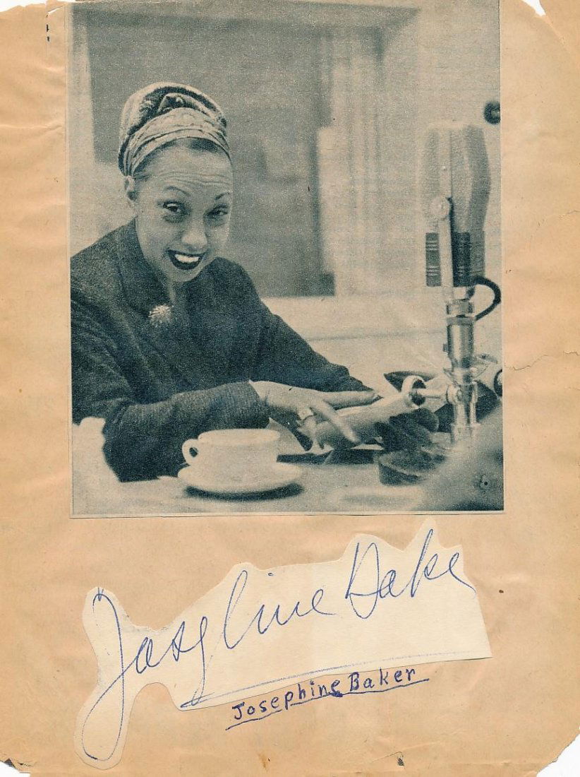 Josephine Baker- Vintage Clipped Signature Affixed Vintage Page Auction