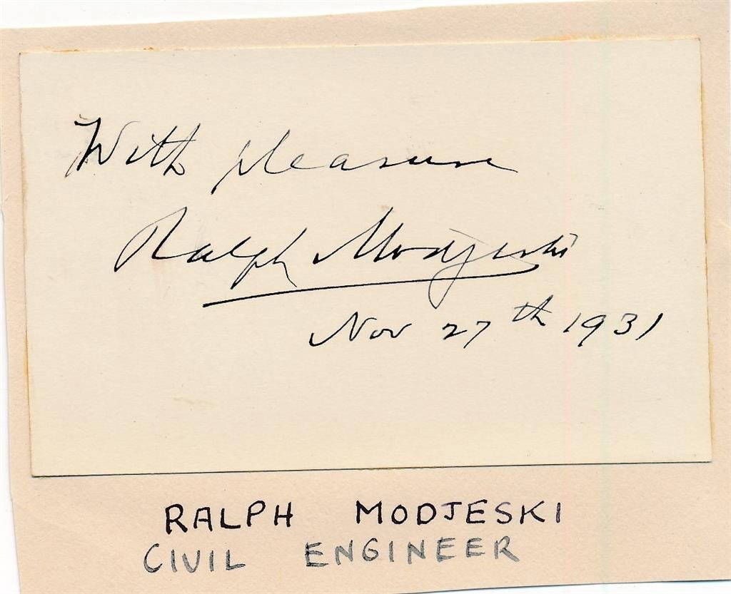 Ralph Modjeski-vintage Signed Card In The 1930s (america's Greatest ...