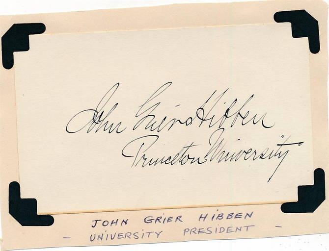 John Grier Hibben Vintage Signed Card (pres. Princeton Univ)