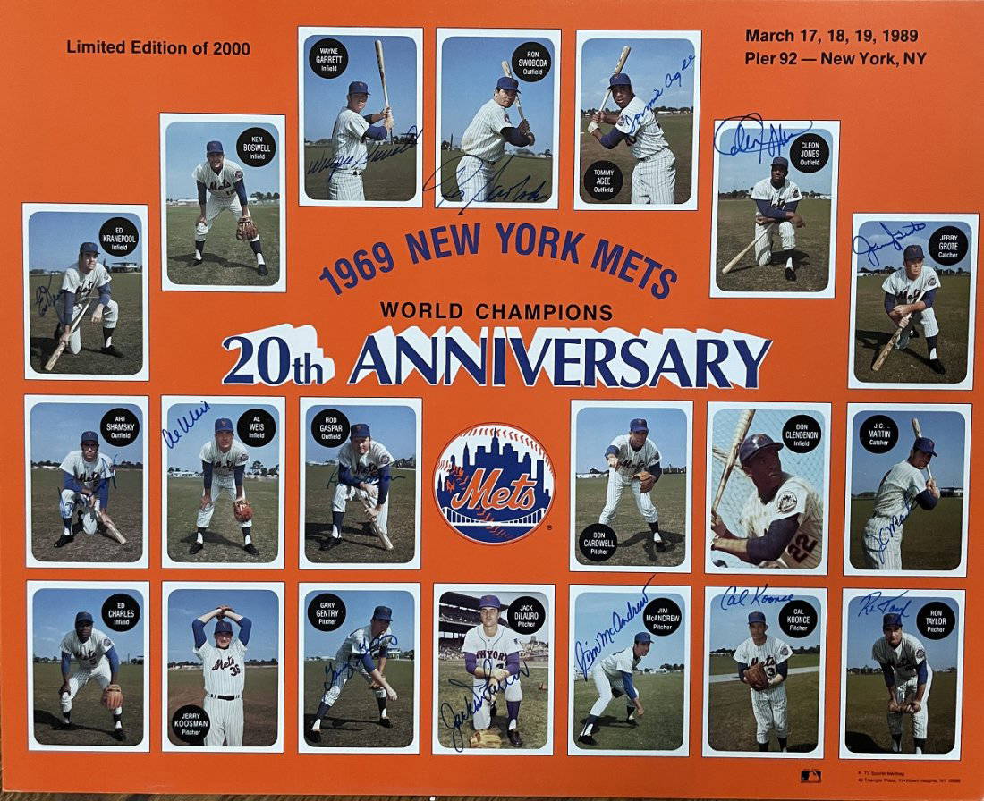 1969 New York Mets- Poster Board Signed By 15 Auction
