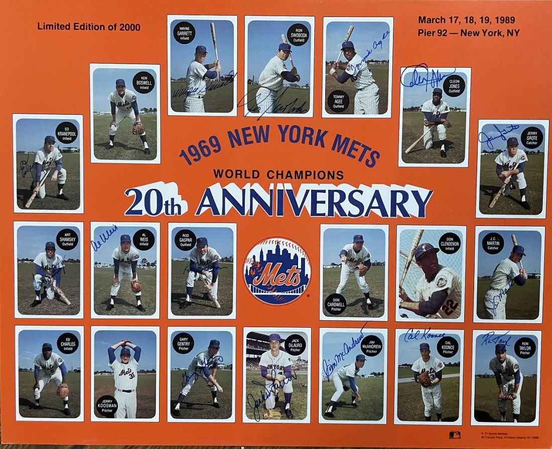 1969 New York Mets- Poster Board Signed By 15 Auction