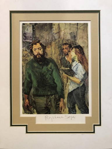Raphael Soyer Large Signed Print Triple Matted
