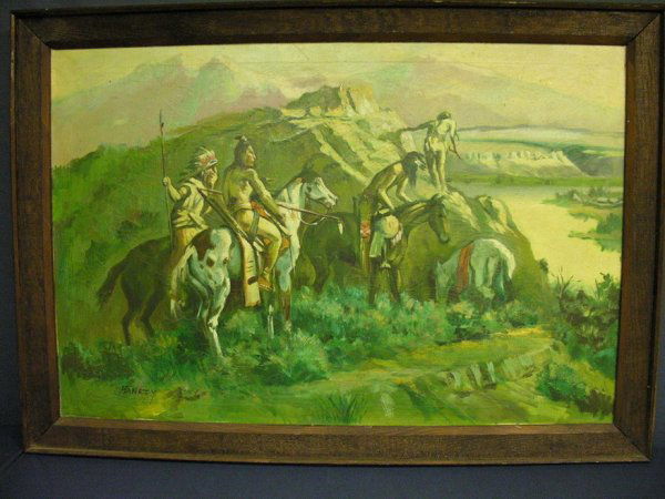 Hanrey Native American Oil On Canvas Painting