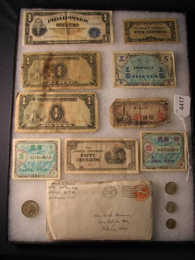 Wwii Invasion Currency And Letter Lot