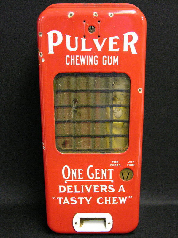229: PULVER YELLOW KID 1 CENT CHEWING GUM MACHINE
