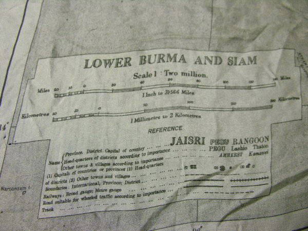 Wwii Military Silk Map Burma Siam