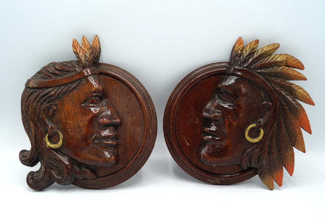 Pr. Carved Wood Native American Plaques