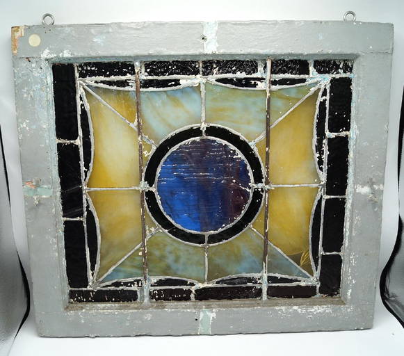 Vintage Leaded Glass Window; Circle Motif