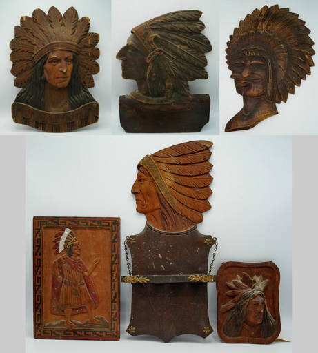 Group 6 Indian Carved Wood Plaques