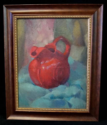 J.r. Webb Oil On Board "still Life Pitcher"
