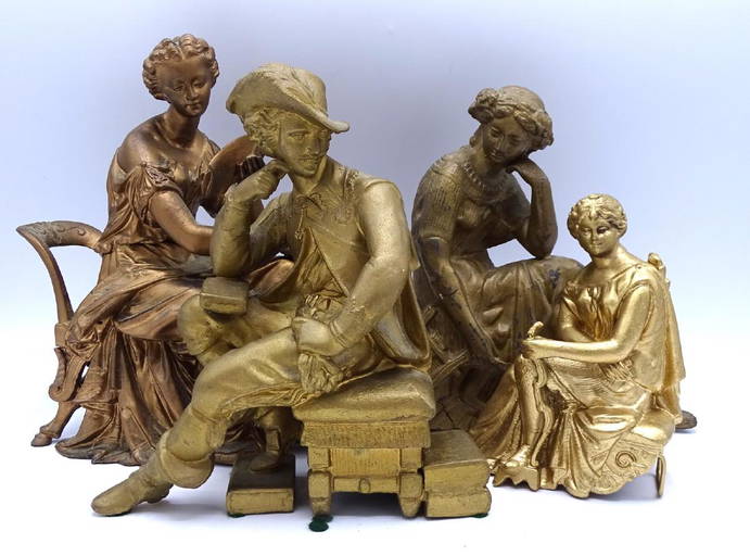 Group 4 Gilt Metal Figural Clock Toppers