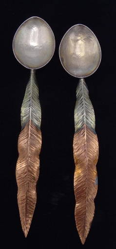 Pr. 925 Sterling Feather Spoons