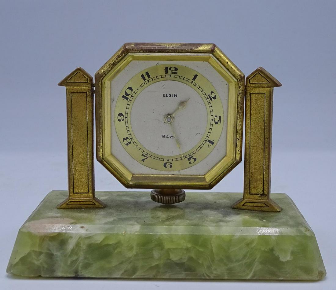Elgin 8 Day Desk Clock On Marble