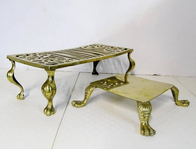 2 Antique Brass Trivets
