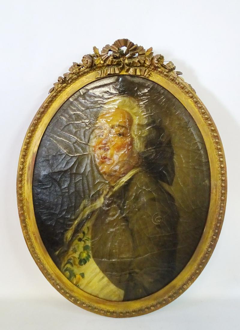 For Auction: Large Antique Portrait Painting. Oil on Canvas in Oval ...