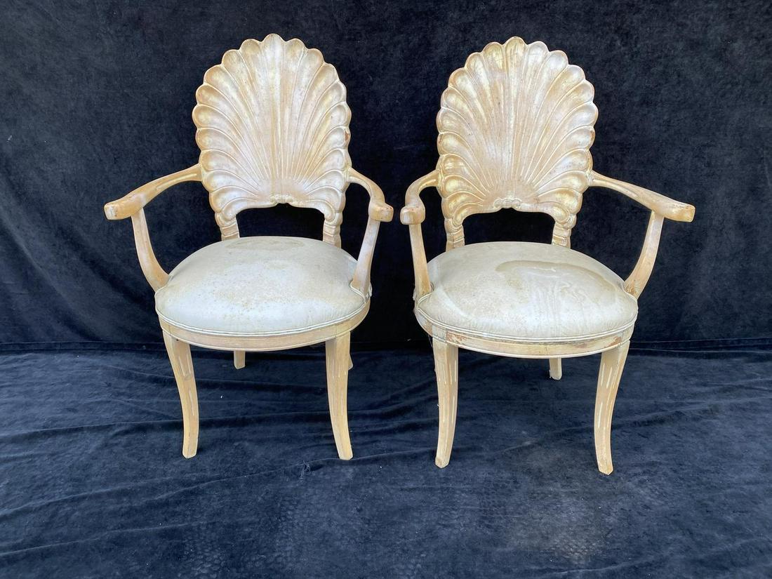 PR. SHELL BACK VENETIAN GROTTO STYLE OPEN ARM CHAIRS - Aug 29, 2021 ...